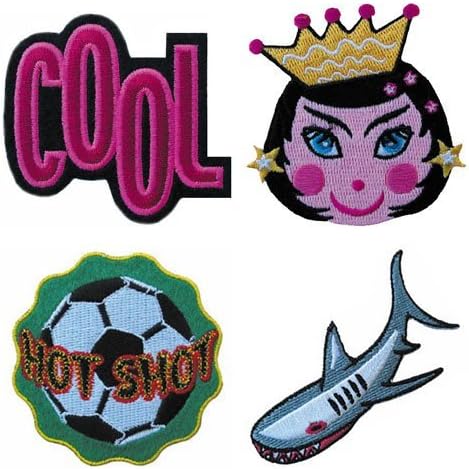 Pack of Four Embroidered Iron-on Patches for Boys and Girls. Includes ...