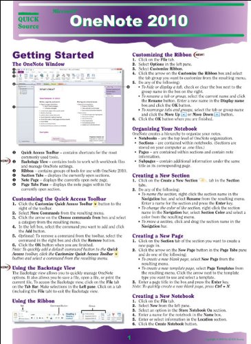 OneNote 2010 Quick Source Reference Guide: Quick Source: 9781935518136 ...