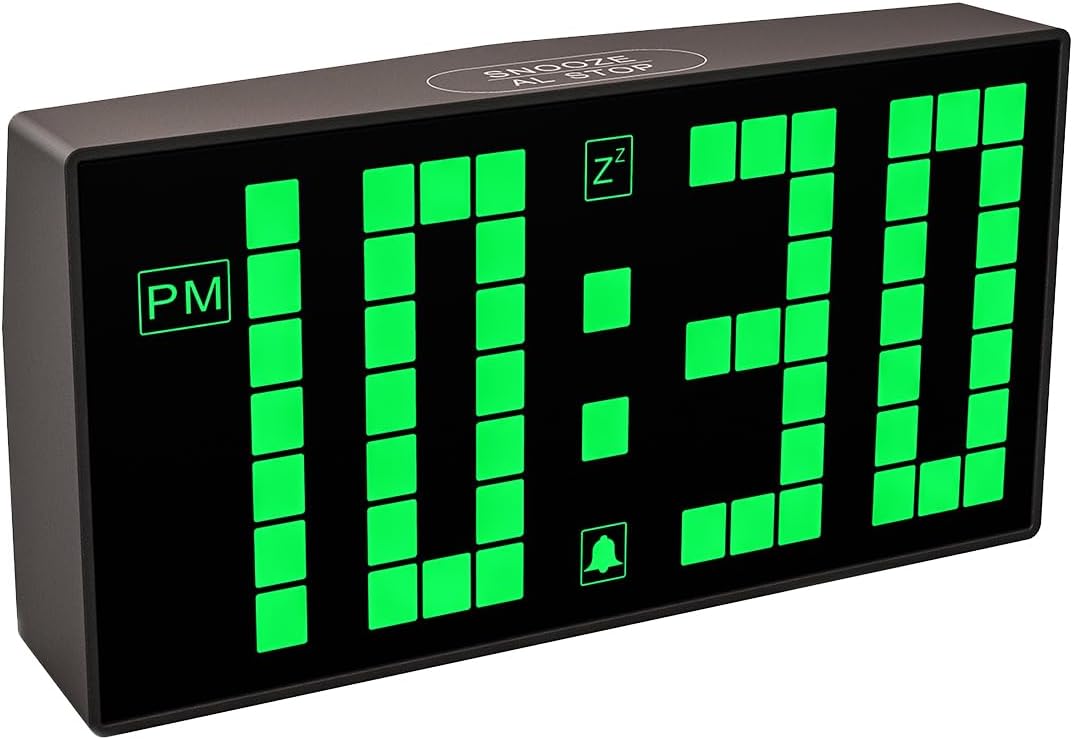 Amazon.com: T-FAMY Digital Alarm Clock with Auto-Dimmable LED Pixel ...