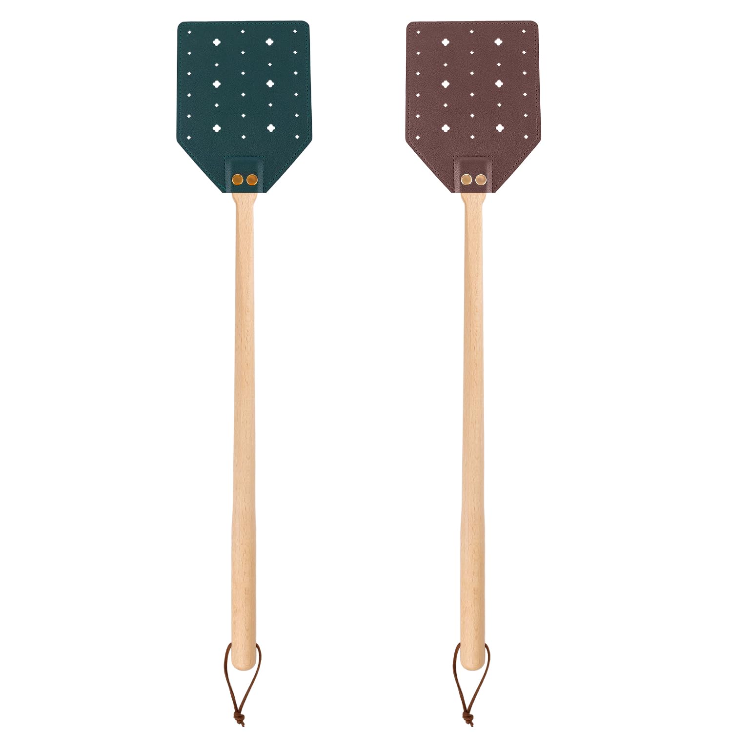 2pcs Leather Fly Swatter, Long Flyswatter Heavy Duty Manual Catcher ...