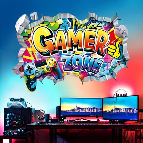 ANHUIB 3D Gaming Wall Sticker,Game Zone Wall Stickers,Gaming Wall ...