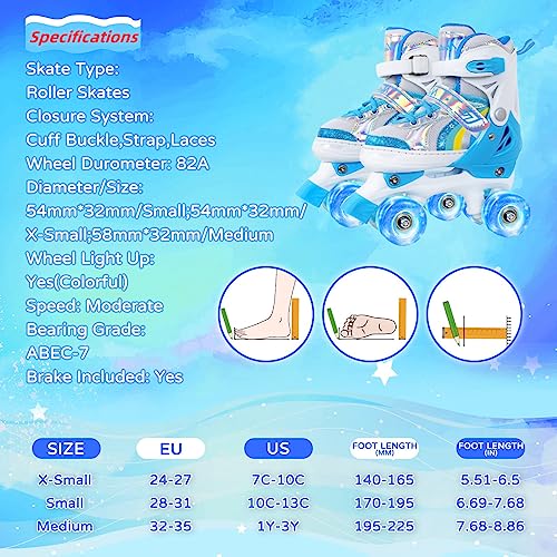 Snapklik.com : Nattork Girls Roller Skates For Kids Toddler, 4 Size ...