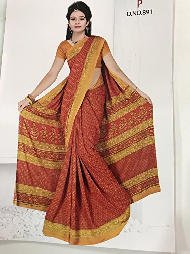 Buy Shri Bankey Bihari Saree Emporium Women's Georgette Saree at Amazon.in