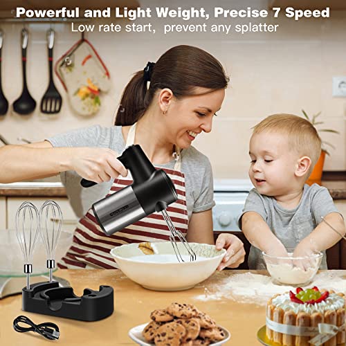 Buy Rechargeable Cordless Hand Mixer Electric - 7 Speed Electric ...