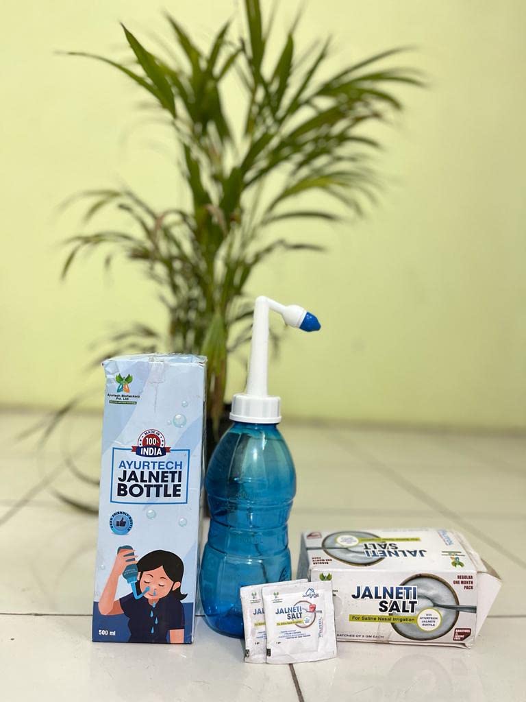 Ayurtech Jala Neti Pot Bottle + free 2 Nozzels with Protecting Cap ...