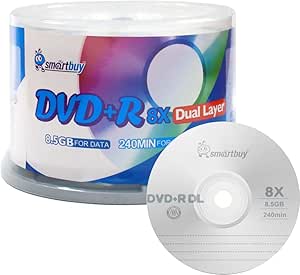 Amazon.com: Smartbuy Logo 50-disc 8.5gb/240min 8X DVD+r Dl Dual Layer Double Layer Blank Data ...