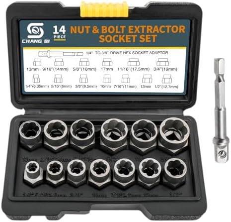 Bolt Extractor Set-14pcs, Impact Bolt & Nut Remover Set,Screw Bolt Nuts ...
