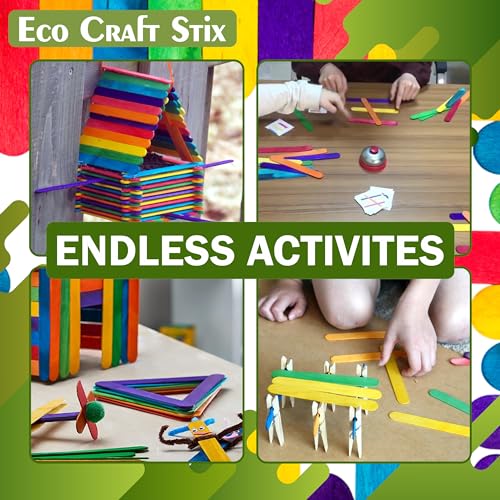 Snapklik.com : Eco Craft Stix 4.5" Colored Wooden Craft Sticks