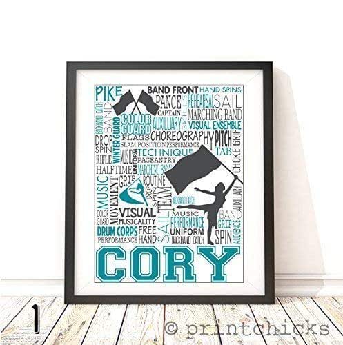 Amazon.com: Color Guard Typography Personalized Print - PrintChicks ...