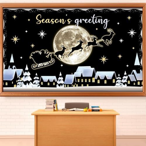 Amazon.com: Christmas Bulletin Board Decorations Set Winter Snowy ...