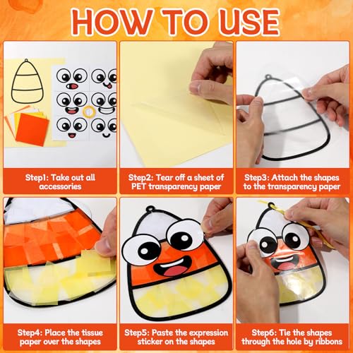 36Pcs Halloween Suncatchers Craft for Kids DIY Candy Corn Tissue Paper ...
