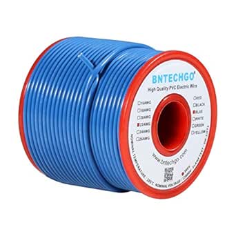 BNTECHGO 22 Gauge PVC 1007 Solid Electric Wire Blue 100 ft 22 AWG 1007 ...