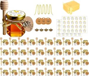 Amazon.com: Ahhute Honey Pot, Mini Honey Jars with Dipper, Glass Honey Jars Baby Shower Favors ...