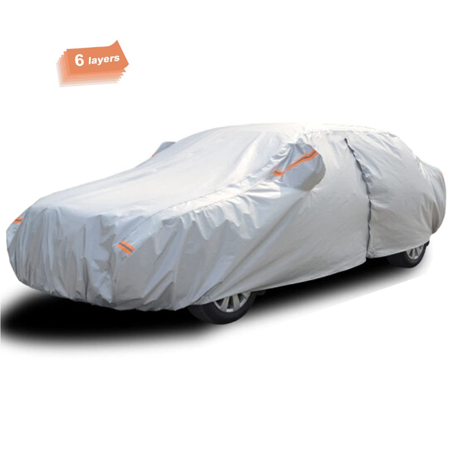 SEAZEN 6 Layers Car Cover Waterproof All Weather, Outdoor Car Covers ...