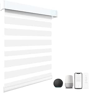 MING CHEN Motorized Blinds with Remote, 95% Blackout Smart Electric Shades, Built-in ...