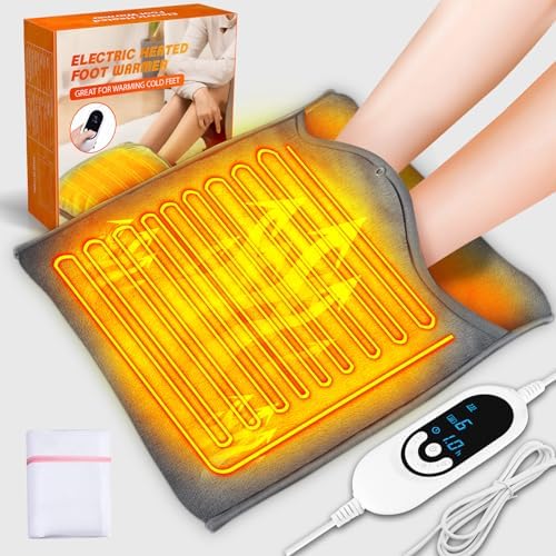 Amazon.com: Electric Heated Foot Warmer Soft Flannel Foot Heater with ...