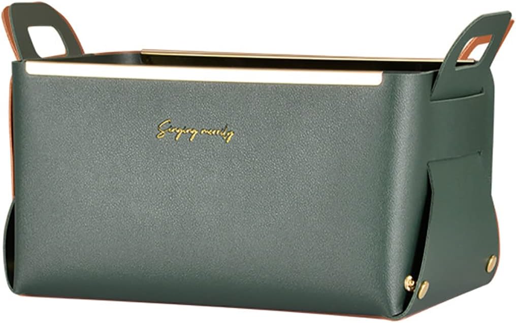 Amazon.com: QIZEKLUM Faux Leather Baskets for Storage, Collapsible ...