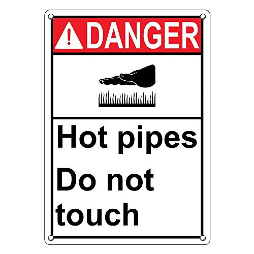 Weatherproof Plastic Vertical ANSI Danger Hot Pipes Do Not Touch Sign ...