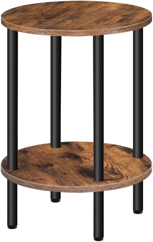 CHOEZON Round Side Table, 2-Tier End Table, Small Round Nightstand with ...