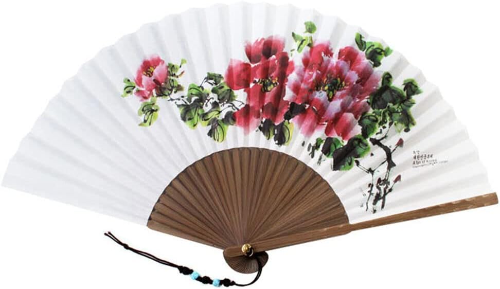 Amazon.com: Korean Traditional Bamboo Hanji Hand Fan Norigae Large ...