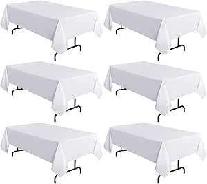 Amazon.com: sancua 6 Pack White Tablecloth 60 x 120 Inch, Rectangle Table Cloth for 8 Feet ...