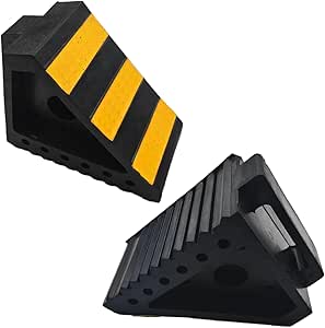 Amazon.com: 2PCS Heavy Duty Rubber Wheel Chocks, 8" x 4" x 5" Tire ...