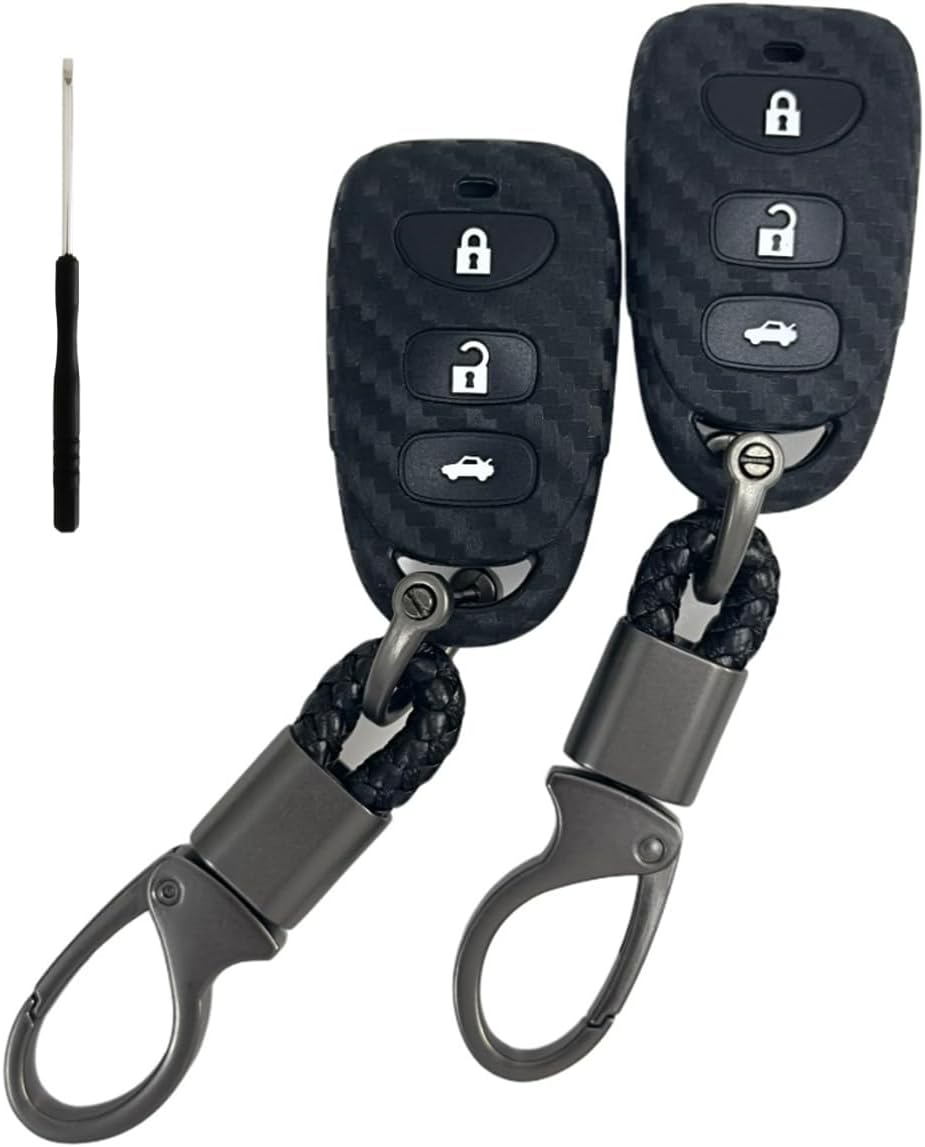 Amazon.com: REPROTECTING Silicone Rubber Carbon Fiber Key Fob Cover ...