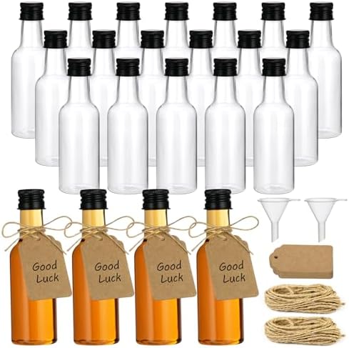 BELLE VOUS Mini Plastic Bottles with Lids (48 Pack) - Empty 50ml Shot ...