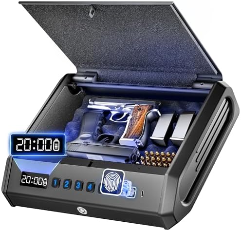Amazon.com: MOLICAR Gun Safe, 4-Pistol Safe with LCD of Temp Humidity ...
