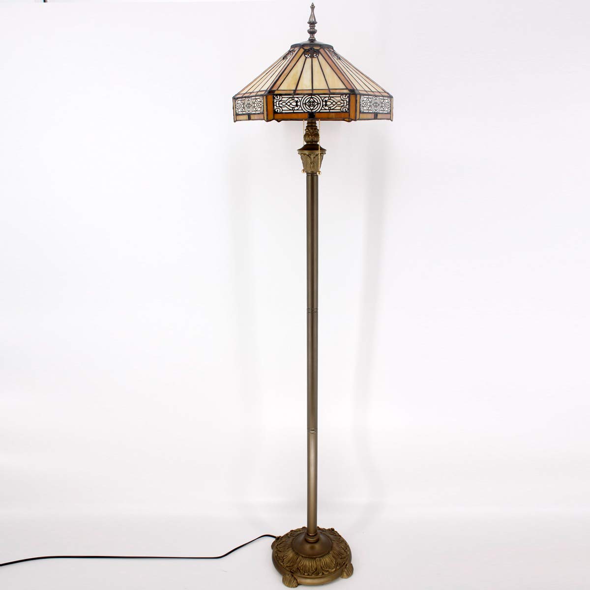Buy WERFACTORY Tiffany Floor Lamp Yellow Hexagon Stained Glass Mission ...
