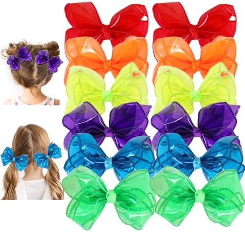 Amazon.com: Clipband 12Pcs Waterproof Jelly Hair Bows For Girls, PVC ...