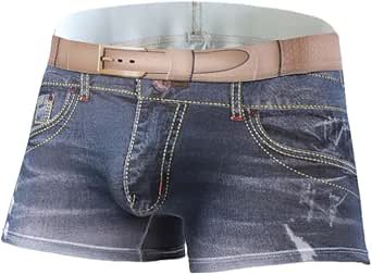 Golirsteca Men's Cotton 3D Denim Print Boxer Briefs Underwear Bulge Pouch Boxer Shorts Underwear ...