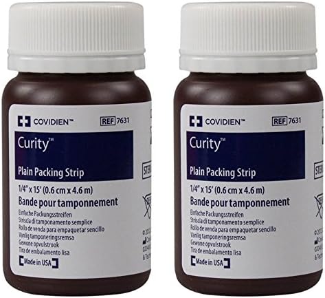 Amazon.com: Covidien 7631 Curity Plain Packing Strip, 1/4" x 15 ft ...