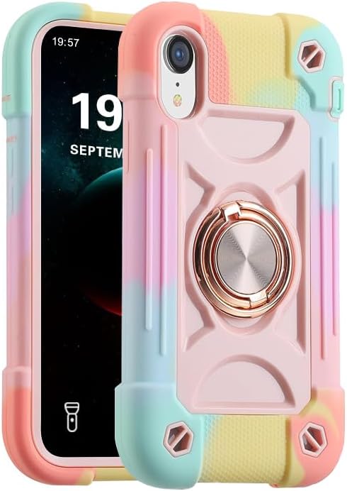 for iPhone XR Case with 360°Rotate Ring Stand, Military Grade Drop and ...