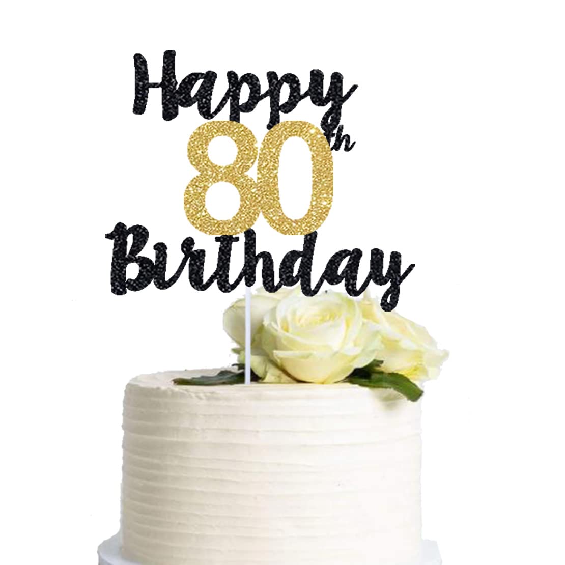 Amazon.com: 80th Cake Topper for Happy 80th Men and Women Birthday ...