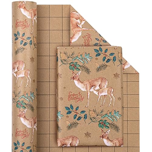 Snapklik.com : WRAPAHOLIC Kraft Christmas Wrapping Paper - Mini Roll ...