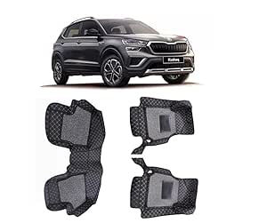 Autoverge/Luxury 7d car mat for Skoda Kushaq | Premium Leatherette Complete Set mats | Color ...
