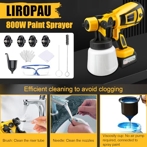 Electric Paint Sprayer, 800W Fence Paint Sprayer with 1400ML Container ...
