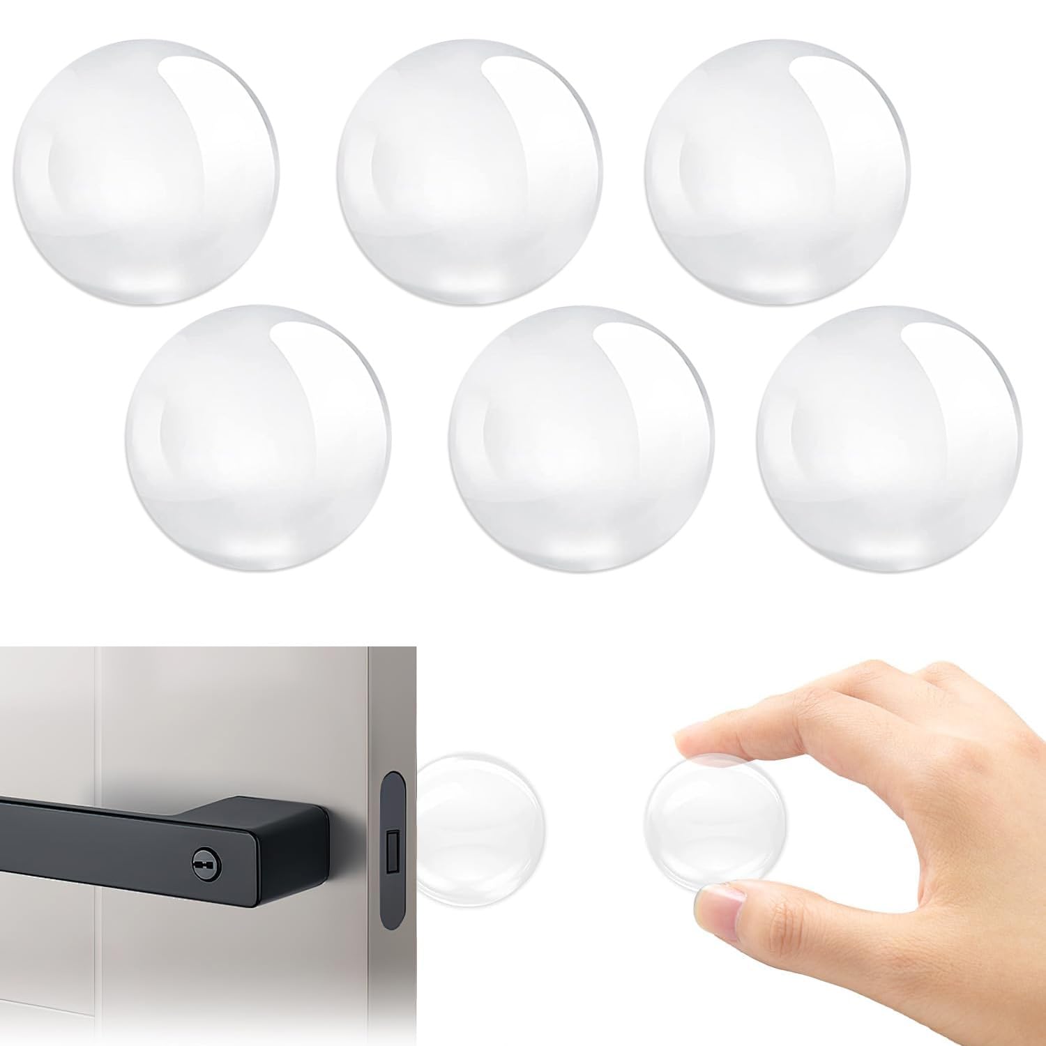 Door Handle Protectors, 6Pcs 4CM Clear Door Stoppers for Walls Rubber ...
