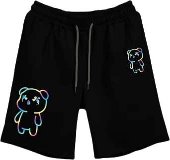 OYOANGLE Men's Reflective Expression Print Drawstring Waist Athletic ...