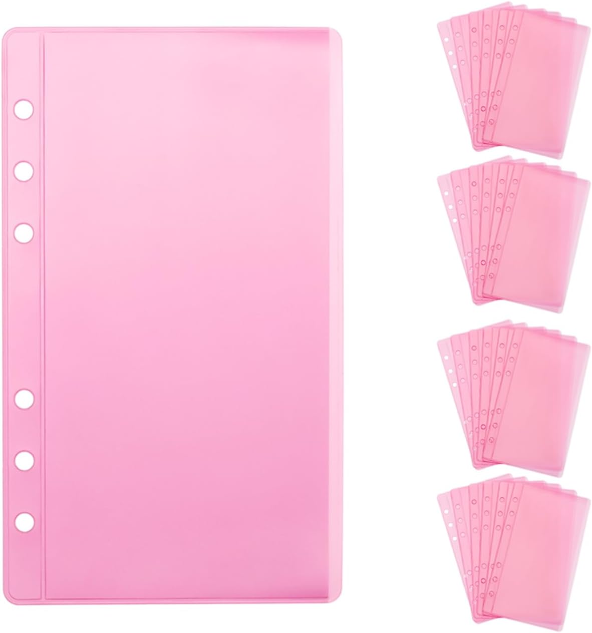 Amazon.com : NatSumeBasics 5 Pink A6 Binder Pockets Zipless 2 Layer A6 ...
