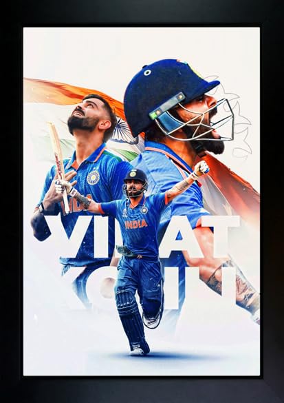 CrowdHall Paper Virat Kohli Photo Frame | Cricket Poster With Frame ...
