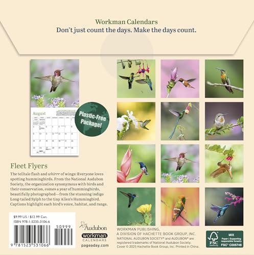 Snapklik.com : Audubon Hummingbirds Mini Wall Calendar 2026