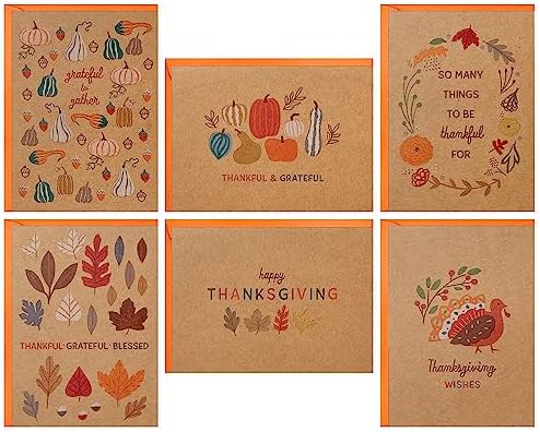 Hallmark Kraft Thanksgiving Cards Assortment (24 Assorted Cards with ...