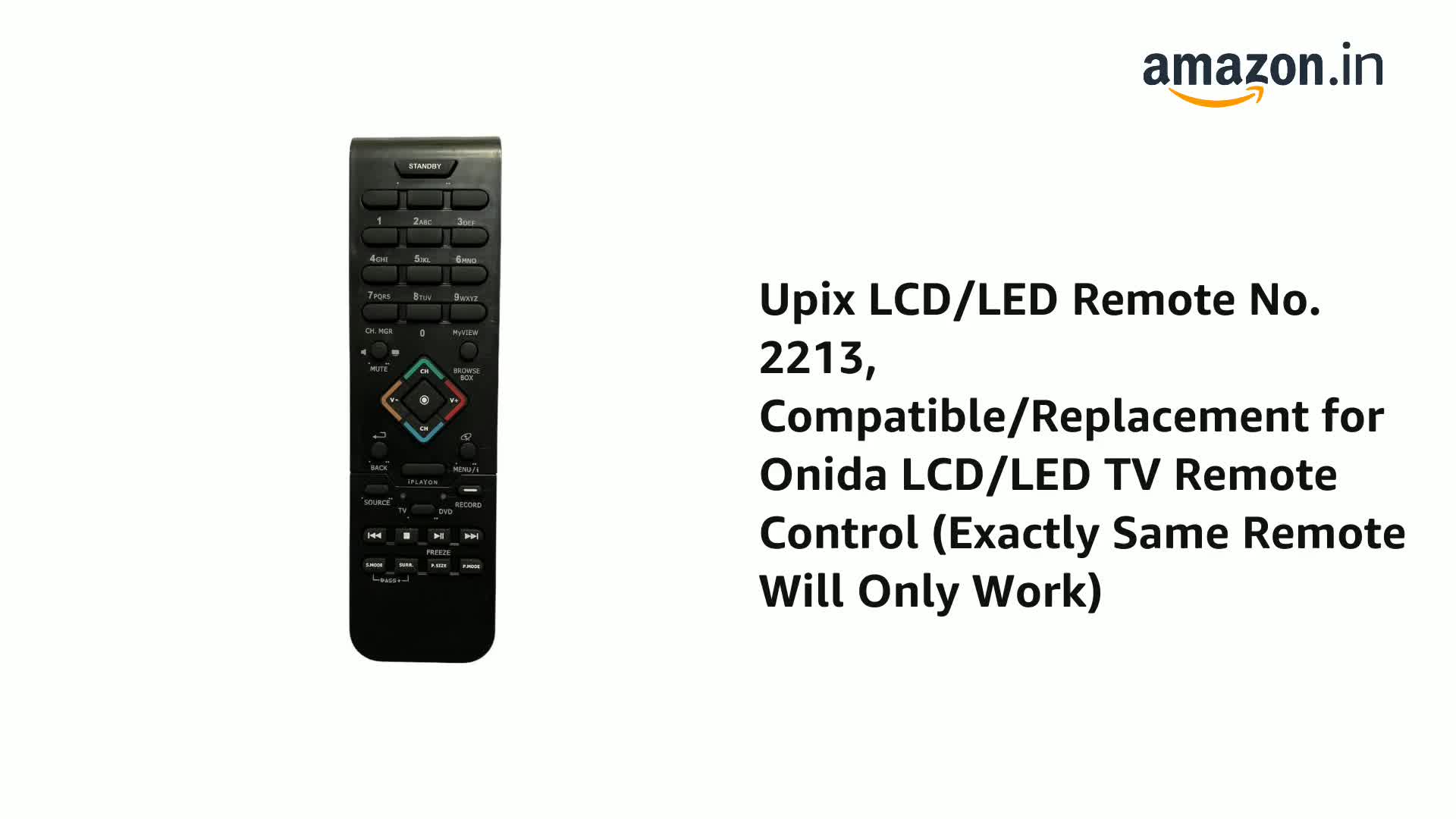 Watch Upix LCD/LED Remote No. 2213, Compatible/Replacement for Onida ...
