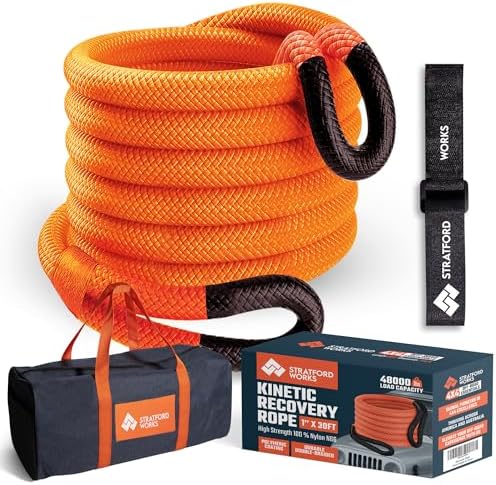 Amazon.com: 1" x 30 Feet Kinetic Recovery Rope – 48,000 lbs Capacity ...