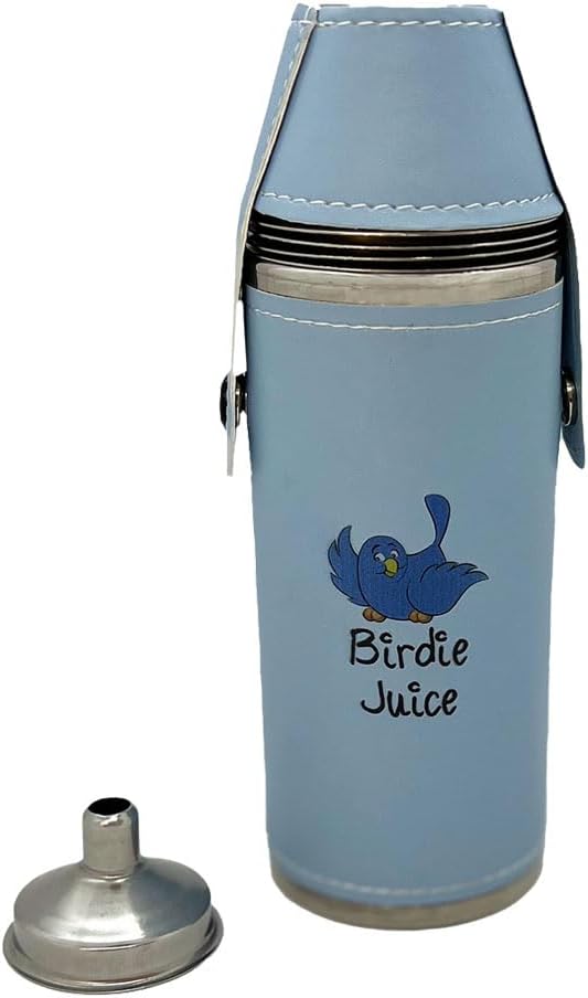 Amazon.com | Giggle Golf Birdie Juice 8 oz Light Blue Flask With 4 Shot ...