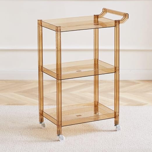 Amazon.com - FUYAO Acrylic Bar Cart,3-Tier Rolling Cart with Wheels and ...