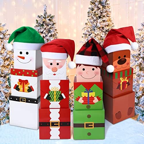 Amazon.com: 16 Pieces Christmas Stacking Boxes with Hats in 4 Designs ...