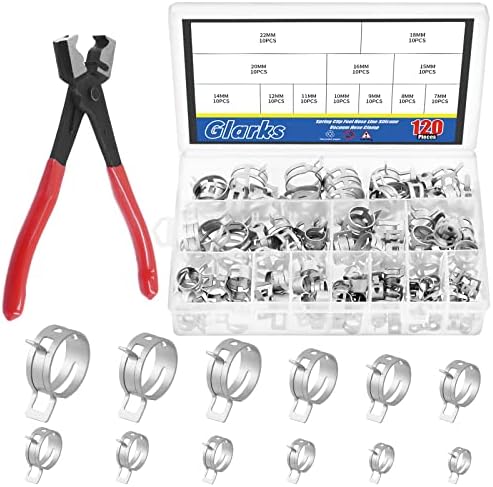 Glarks 121 Stück 12 Größen 7-22 mm Clips, Schlauchschellen für ...